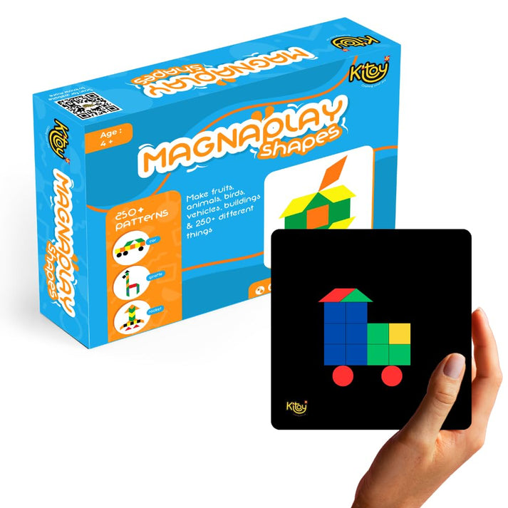 KITOY Magnaplay Shapes | 96 Magnetic Shapes with Board | 4+ Years (Mul ...